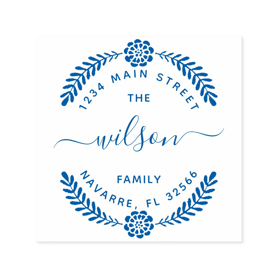 Modern Script Family Name & Custom Return Address Self-inking Stamp ...