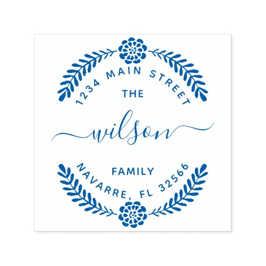 Modern Script Family Name & Custom Return Address Self-inking Stamp ...