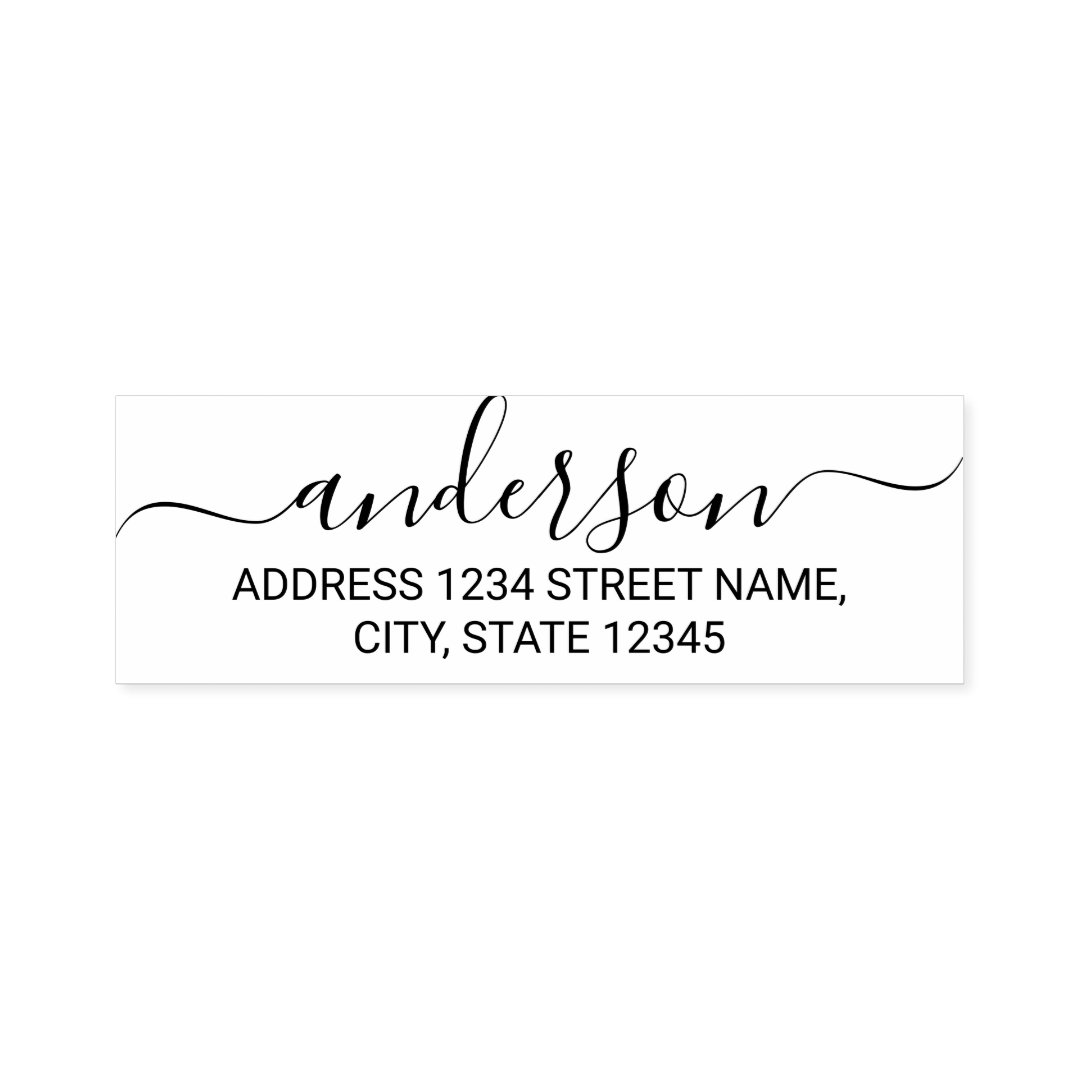 Modern Script Family Name Return Address Self-inking Stamp | Zazzle