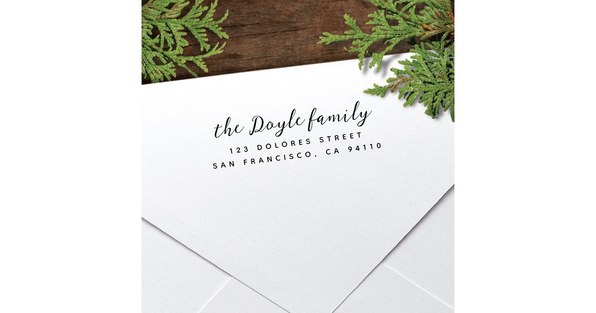 Modern Script Family Name Return Address Self-inking Stamp | Zazzle