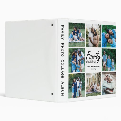 Modern Script Family Photo Collage Album Scrapbook 3 Ring Binder | Zazzle