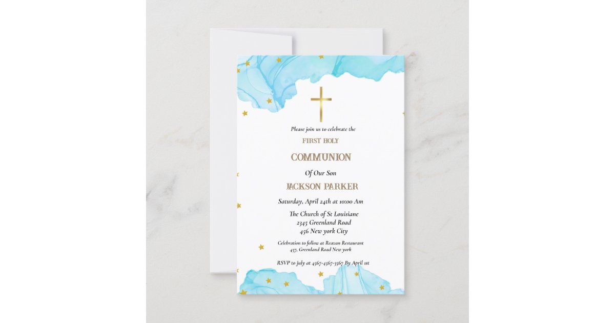 Modern script first holy communion invitation | Zazzle