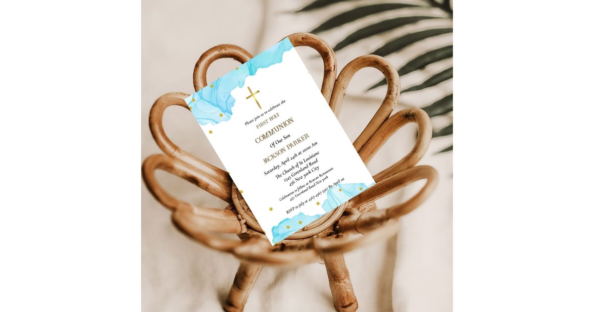 Modern script first holy communion invitation | Zazzle