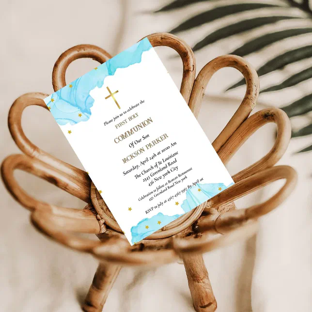 Modern script first holy communion invitation | Zazzle