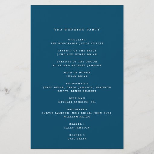 Modern Script Flourish, Dark Blue Paper Program | Zazzle