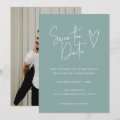 Modern Script Font Green Photo Save the Date | Zazzle
