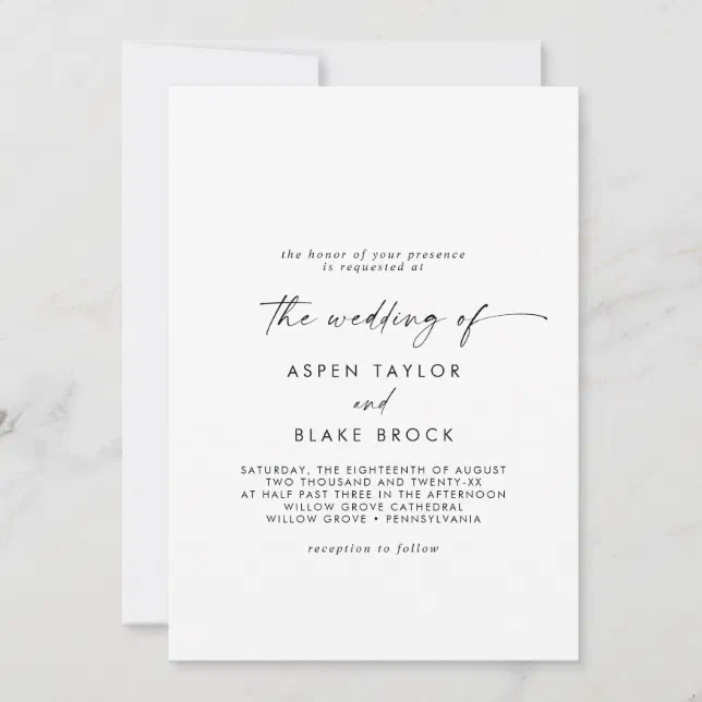 Modern Script Formal Couple Hosting Wedding Invitation | Zazzle