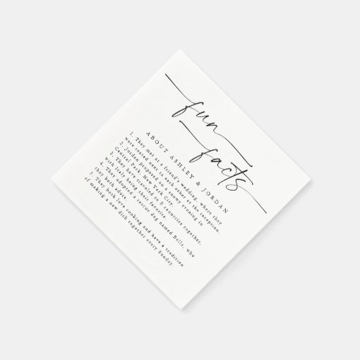 Modern Script Fun Facts Wedding Napkins | Zazzle