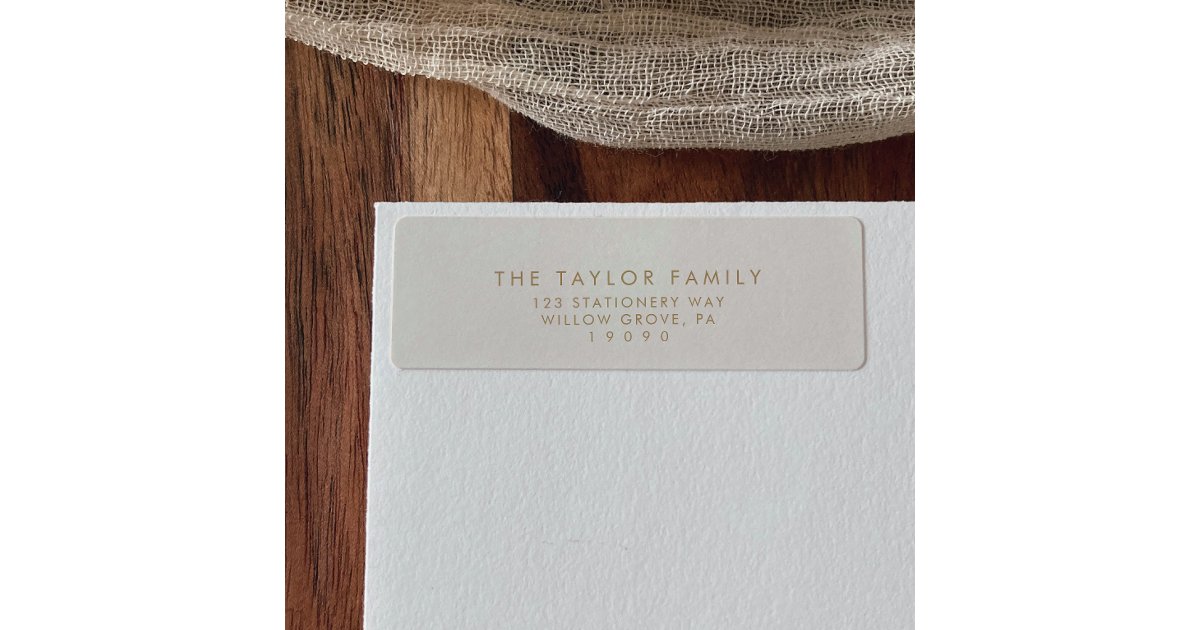 Modern Script | Gold Cream Return Address Label | Zazzle