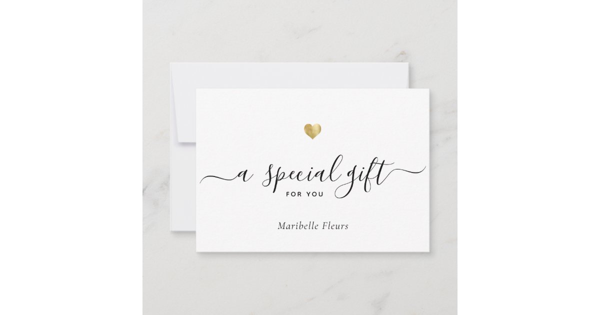 Modern Script Gold Heart Special Gift Certificate | Zazzle