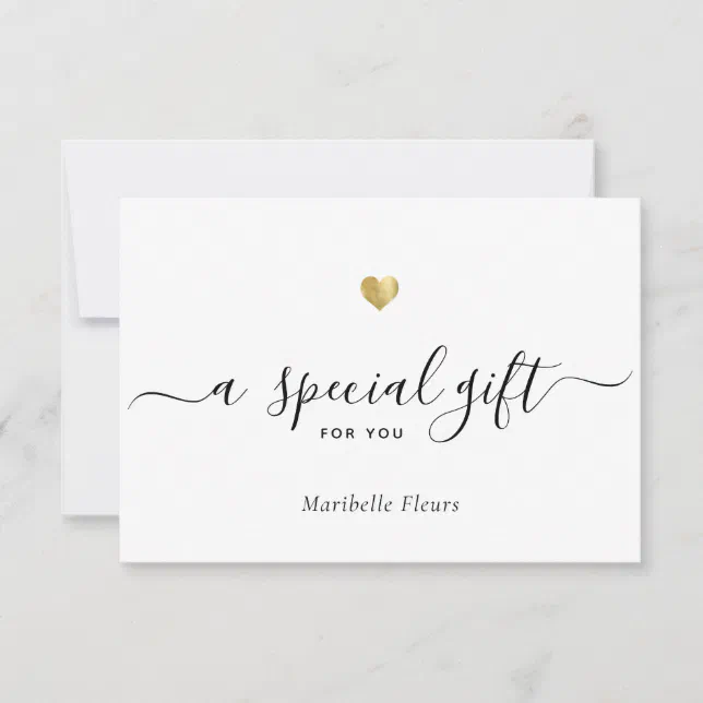 Modern Script Gold Heart Special Gift Certificate | Zazzle