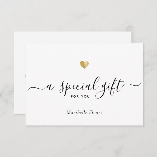 Modern Script Gold Heart Special Gift Certificate | Zazzle