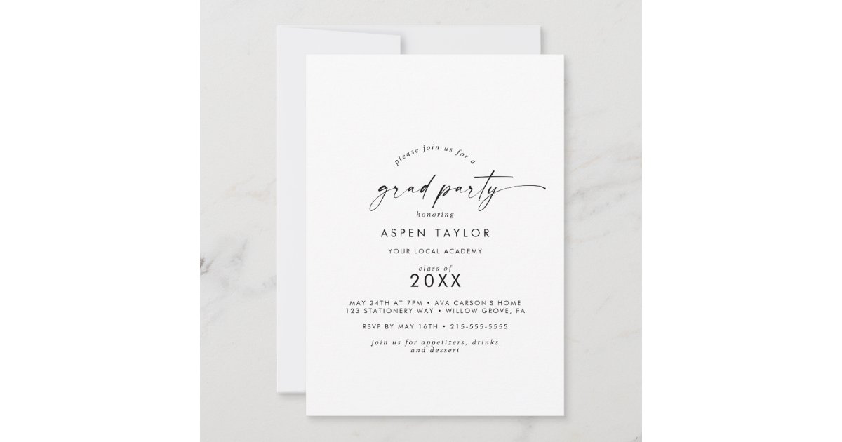 Modern Script Grad Party Invitation | Zazzle