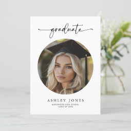 Modern Script Graduate 4 Photo Collage Graduation Invitation | Zazzle
