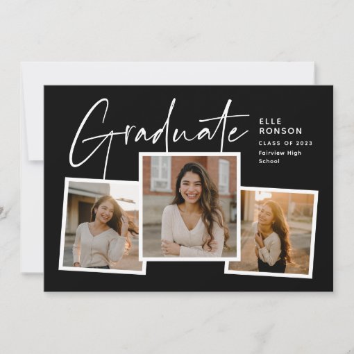 Modern Script Graduate Photo Collage Graduation Invitation | Zazzle