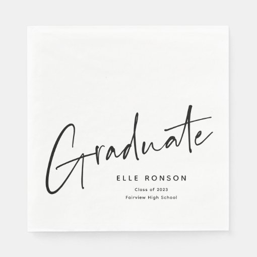 Modern Script Graduate Simple Graduation Napkins | Zazzle
