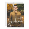 Modern Script Graduate Simple Photo Graduation Announcement | Zazzle