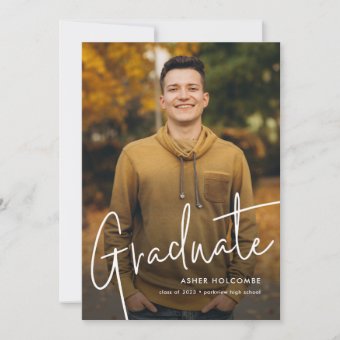 Modern Script Graduate Simple Photo Graduation Invitation | Zazzle