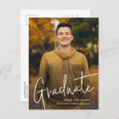 Modern Script Graduate Simple Photo Graduation Invitation Postcard | Zazzle