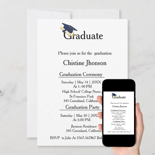 Modern,script graduation ceremony class Of 2023 Announcement | Zazzle