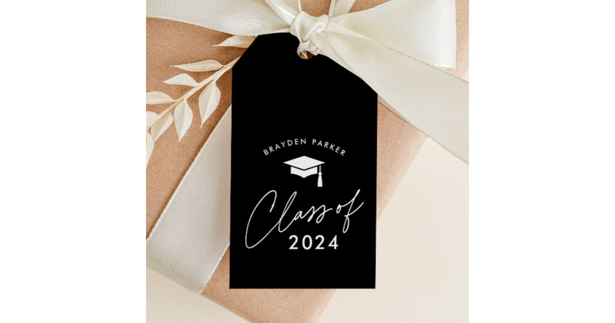 Modern Script Graduation Class Favor Gift Tags | Zazzle