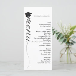 Modern script Graduation party dinner menu | Zazzle