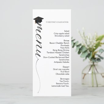 Modern script Graduation party dinner menu | Zazzle