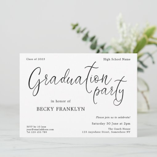 Modern Script Graduation Party Invitation | Zazzle