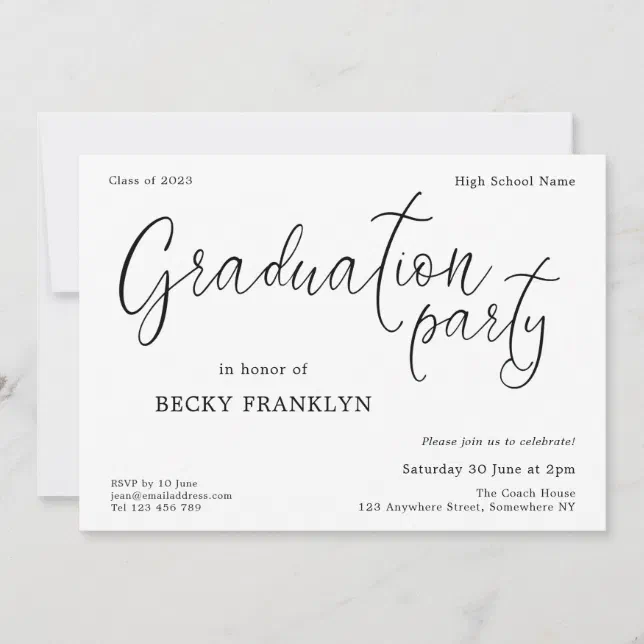 Modern Script Graduation Party Invitation | Zazzle