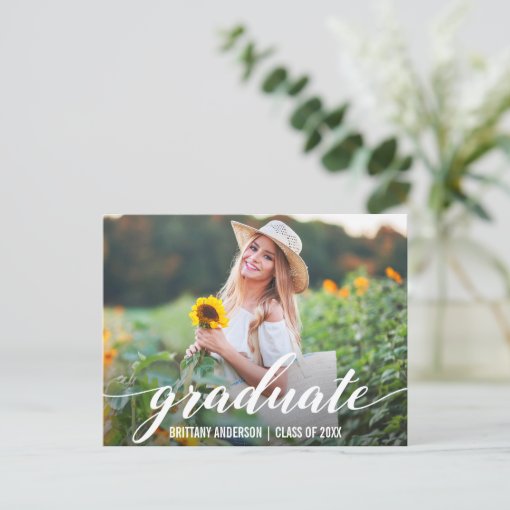 Modern Script Graduation Party Invitation Photo W | Zazzle
