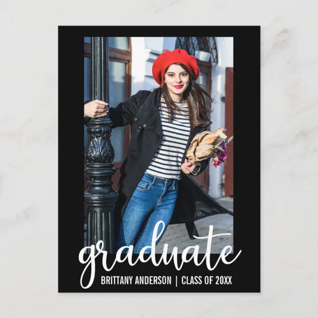 Modern Script Graduation Party Invitation WB | Zazzle