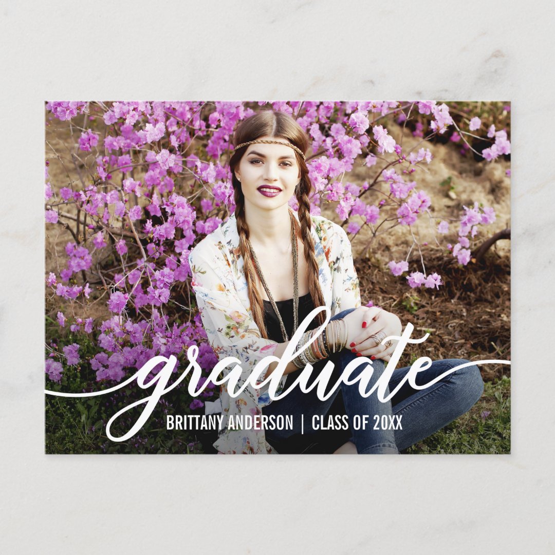 Modern Script Graduation Party Photo Invitation Wt | Zazzle