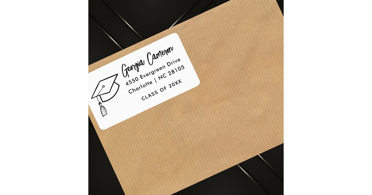 Modern Script Graduation Return Address Label | Zazzle