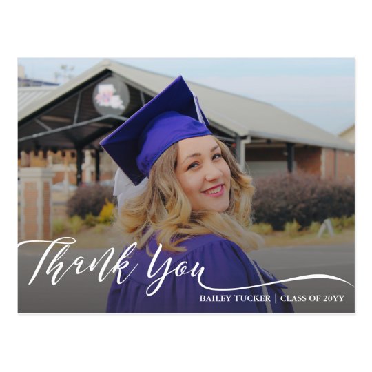 Modern Script Graduation Thank You Postcard | Zazzle.com