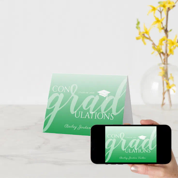 Modern Script Green Graduation Congratulations Card | Zazzle