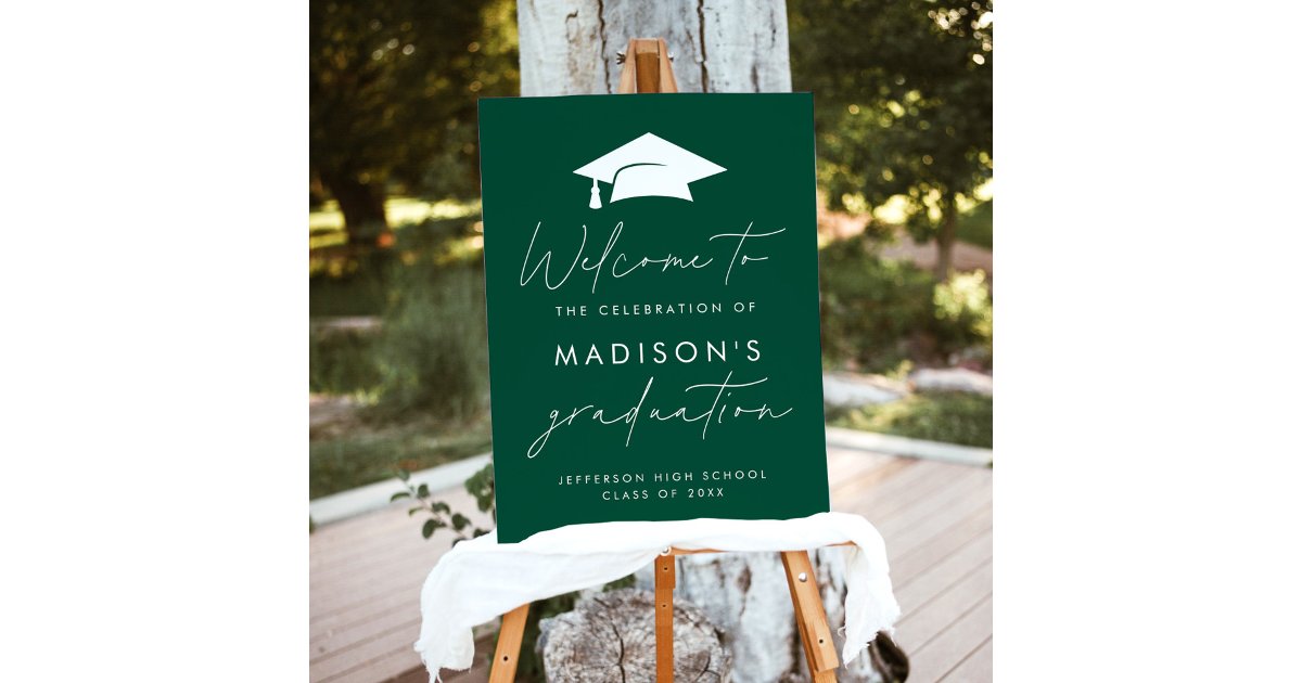 Modern Script Green Graduation Party Welcome Sign | Zazzle