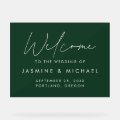 Modern Script Green Wedding Welcome Acrylic Sign | Zazzle