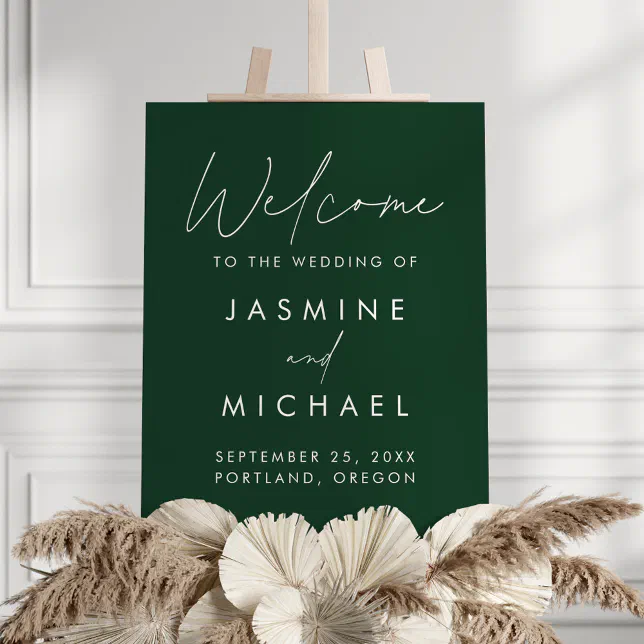 Modern Script Green Wedding Welcome Sign | Zazzle