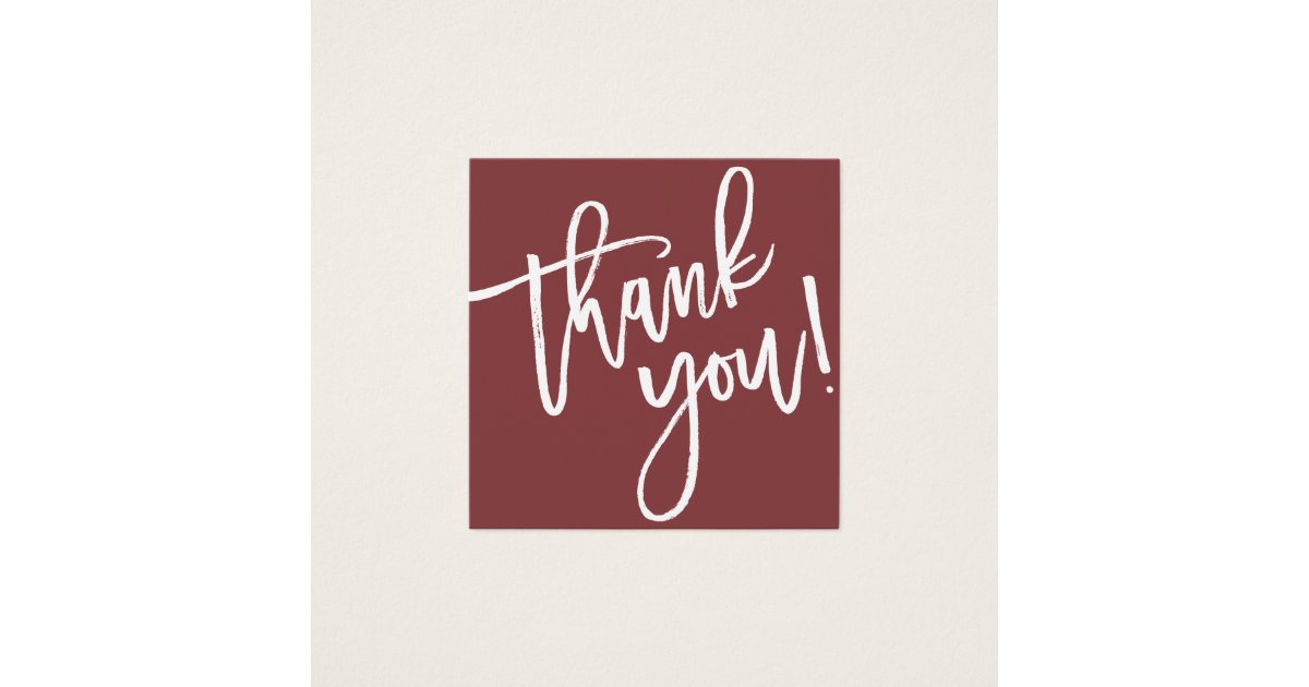 Modern script handwriting thank you burgundy red | Zazzle