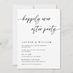 Modern Script Happily Ever After Party Wedding Invitation | Zazzle