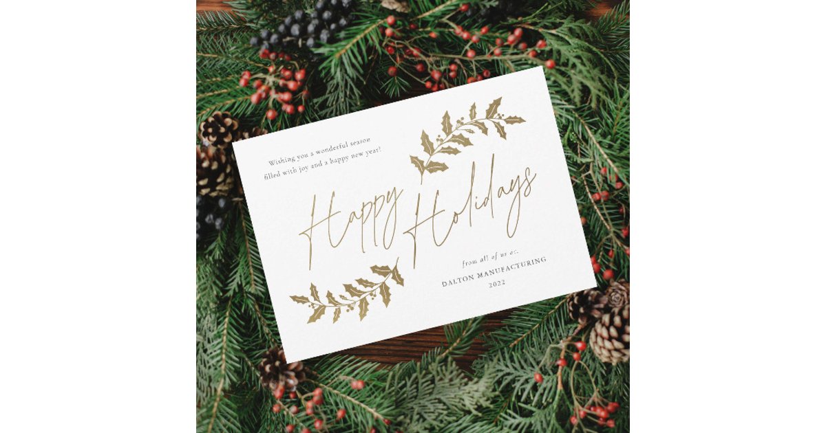 Modern Script Happy Holidays Business Holiday Card | Zazzle