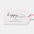Modern Script Happy Holidays Family Holiday Gift Tags | Zazzle