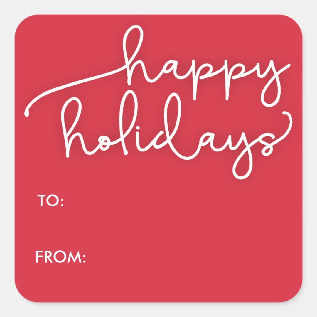 Modern Script Happy Holidays Gift Tag Sticker | Zazzle