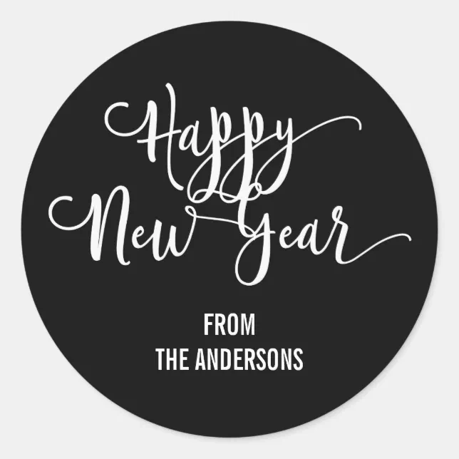 Modern Script Happy New Year Sticker | Zazzle