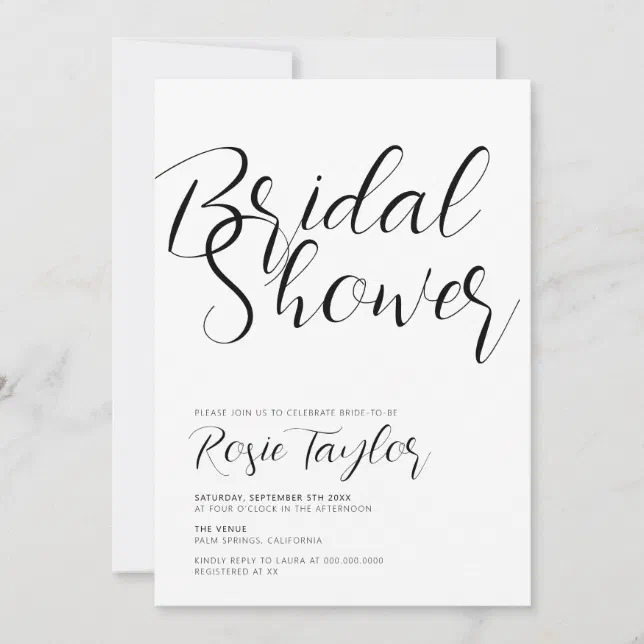 Modern Script Headline Bridal Shower Invitation | Zazzle