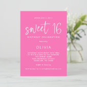 Modern Script Hot Pink Sweet 16 Birthday Party Invitation | Zazzle