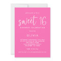 Modern Script Hot Pink Sweet 16 Birthday Party Invitation | Zazzle