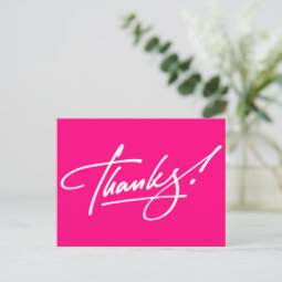 Modern Script Hot Pink Thank You Card | Zazzle
