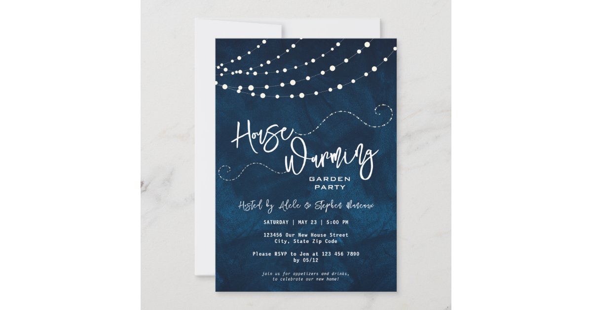 Modern Script Light Strings Housewarming Party Invitation | Zazzle