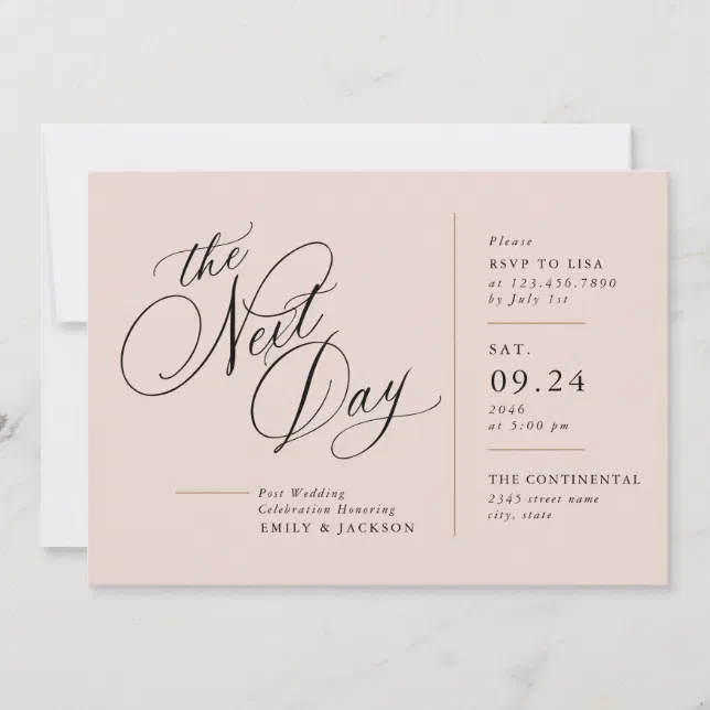 Modern Script Line Block Post Wedding Invitation | Zazzle